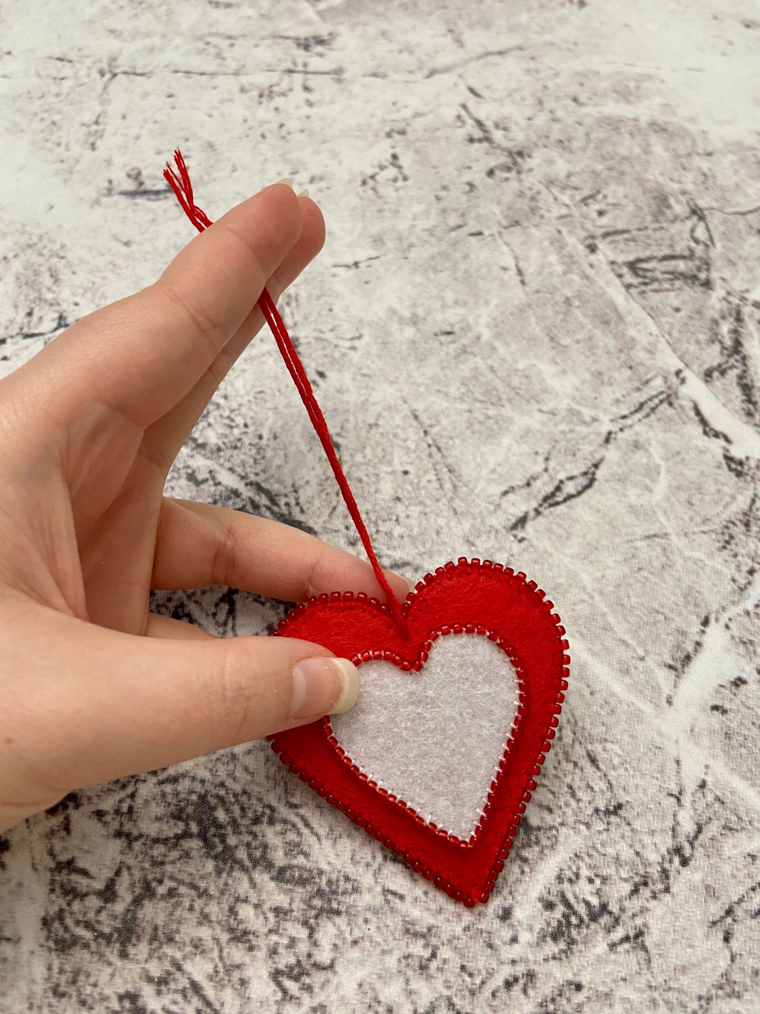 Free Beaded Felt Heart Ornament Pattern and Template ...