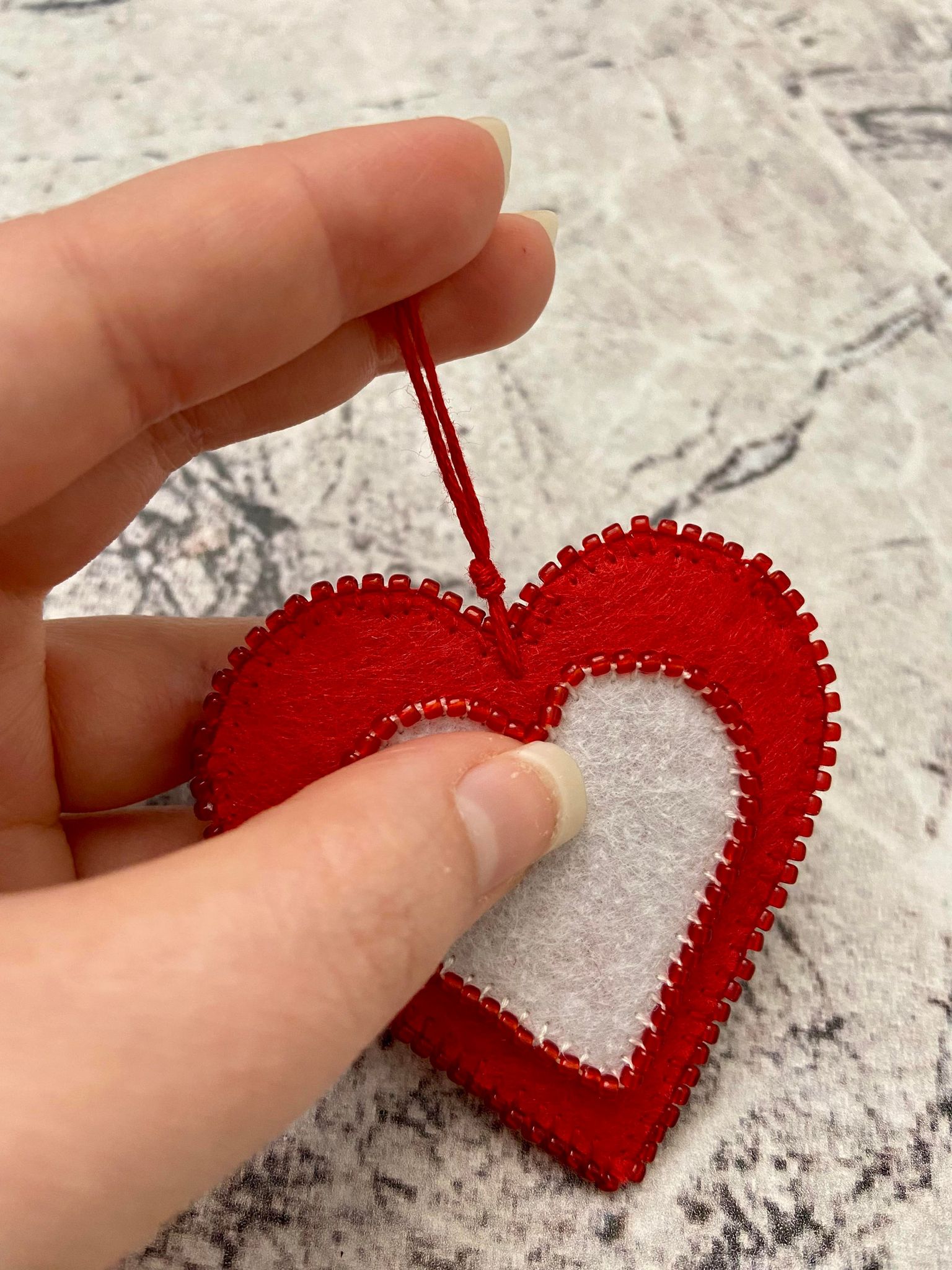 Free Beaded Felt Heart Ornament Pattern and Template ...