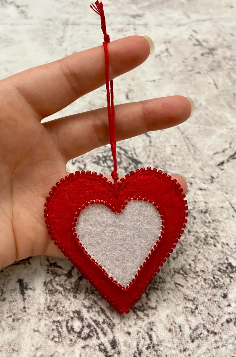 Free Beaded Felt Heart Ornament Pattern and Template ...
